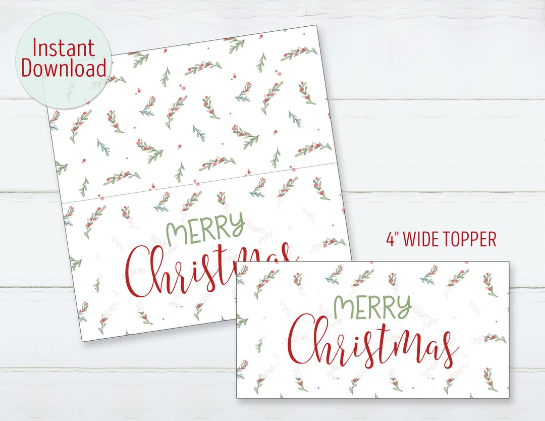 Printable Merry Christmas Treat Bag Topper Holiday Treat Bag Topper ...