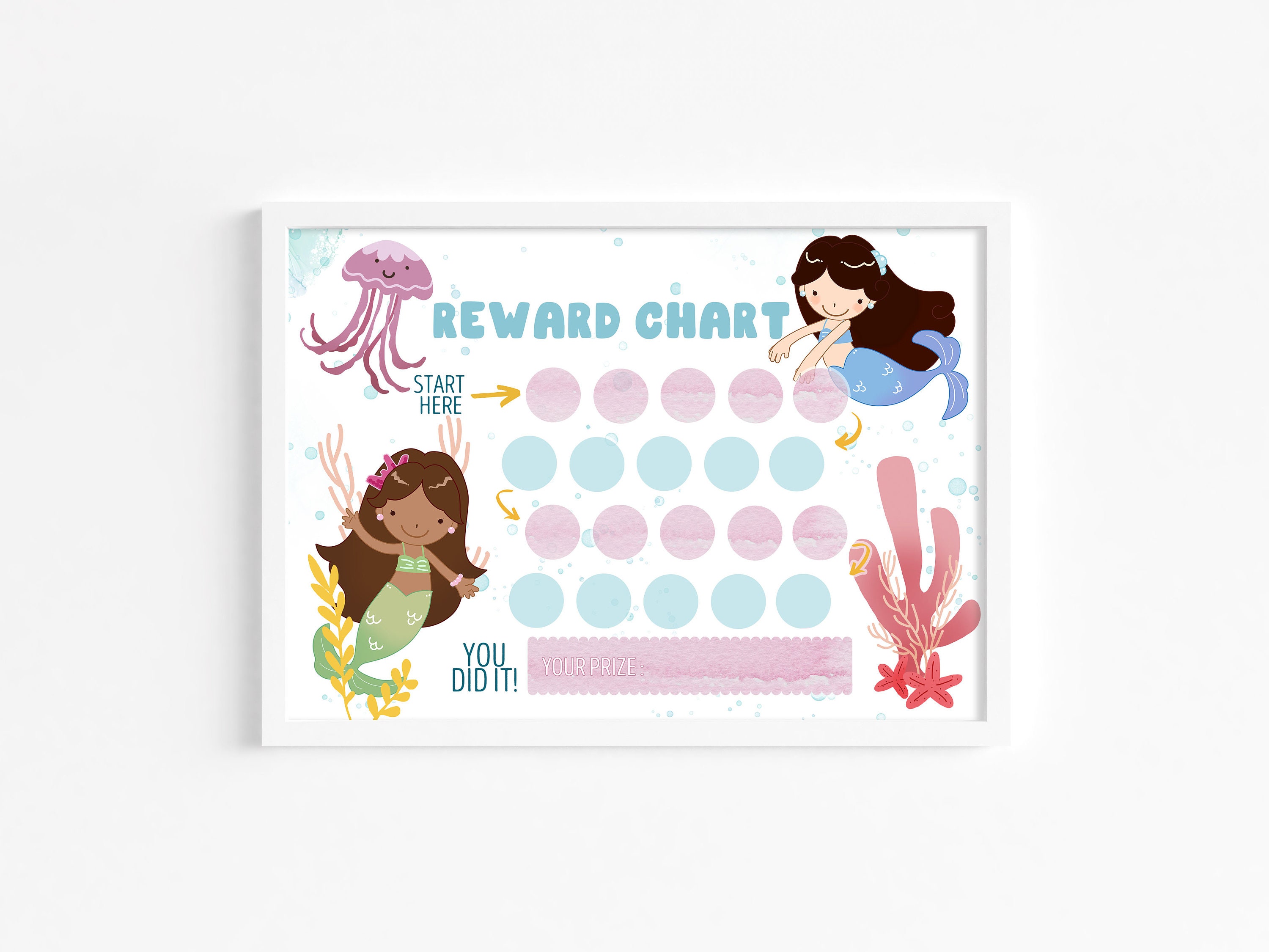 Printable Mermaids Reward Chart for Kids Behavior Chart Girls | Etsy