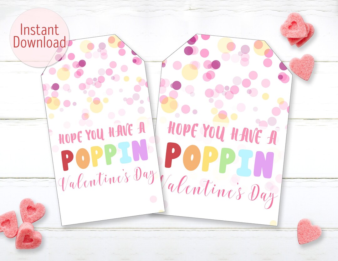 Pink Pop It Valentine Tags for Kids Printable Poppin Valentine's Day ...