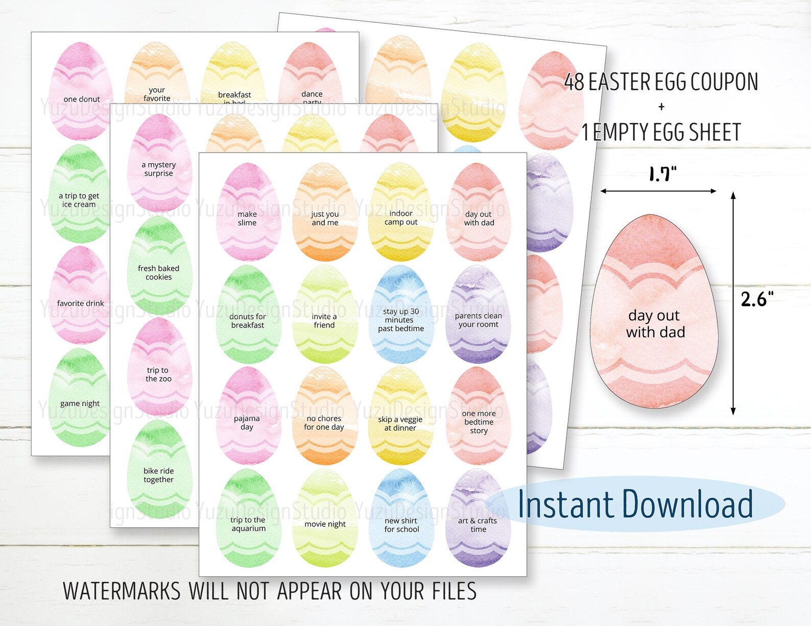 Printable Easter Egg Filler Coupons Kid's Holiday Coupons Reward ...