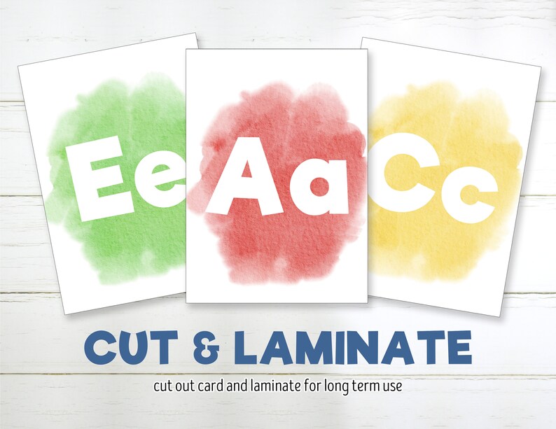 Printable Watercolor Rainbow Alphabet Flash Cards Letter | Etsy