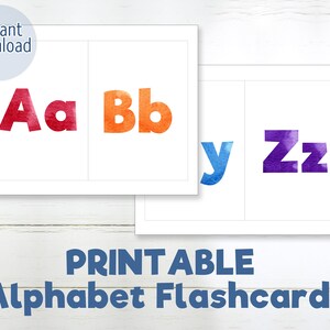 Printable Rainbow Alphabet Flash Cards Watercolor Letter Flashcards ...