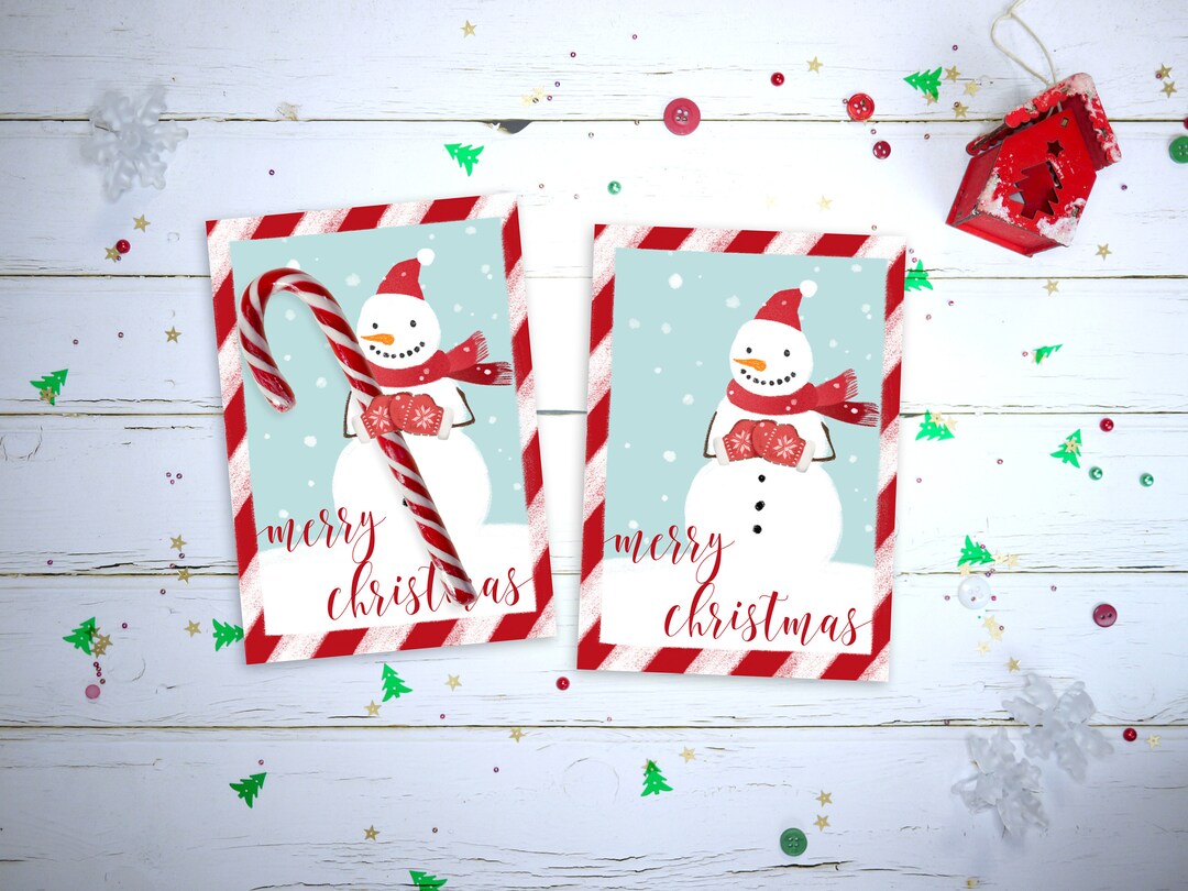 Snowman Christmas Candy Cane Holder Card for Kids Classroom Holiday ...