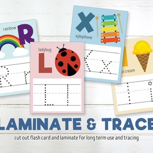 Printable Alphabet Tracing Flash Cards Preschool Homeschool Handwriting ...