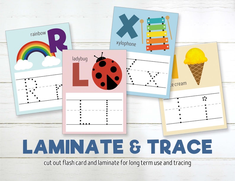 Printable Alphabet Tracing Flash Cards Preschool Homeschool Handwriting ...