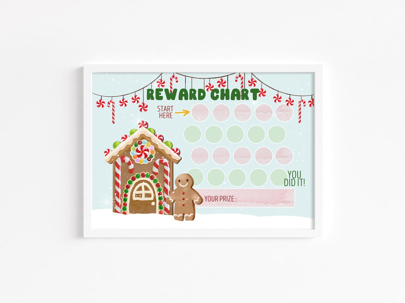 Printable Gingerbread House Reward Chart Kids Christmas Behavior Chart ...