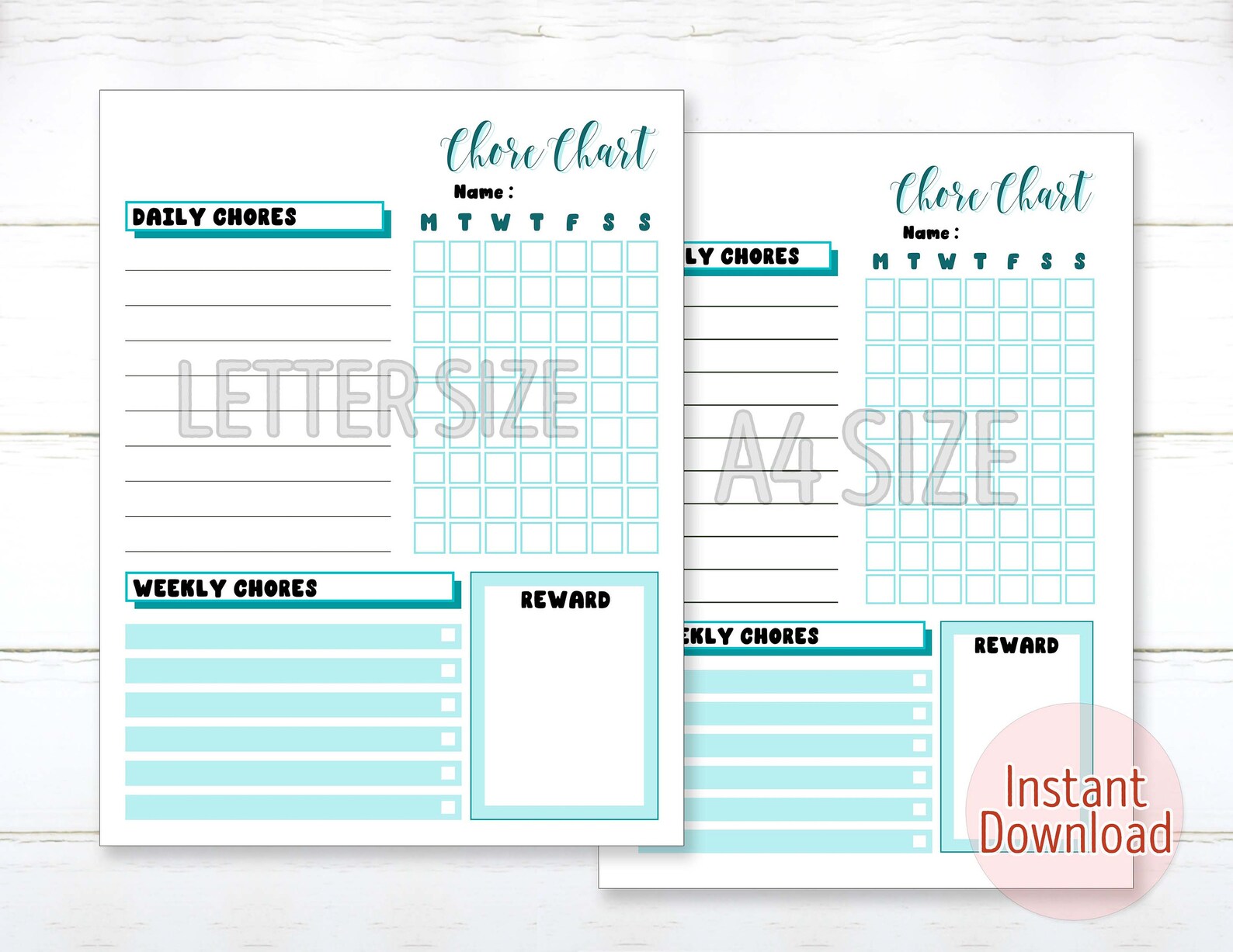 Printable Daily Chore Chart for Kids Weekly Chore Chart Screen - Etsy