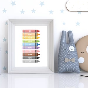 Rainbow Crayon Colors Printable Home School Educational Print Nursery ...