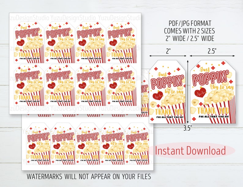 Printable Happy Nurses Week Popcorn Tag Gift Tag Nurses Just - Etsy