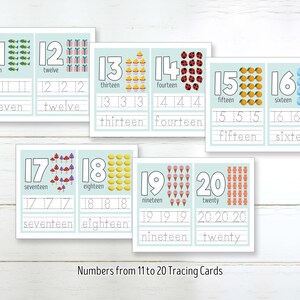 Printable Numbers 11 to 20 Tracing Flashcards Math Worksheets Preschool ...