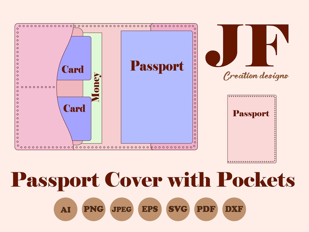 Passport Cover Template SVG: DIY Card Holder Pattern (digital Download ...