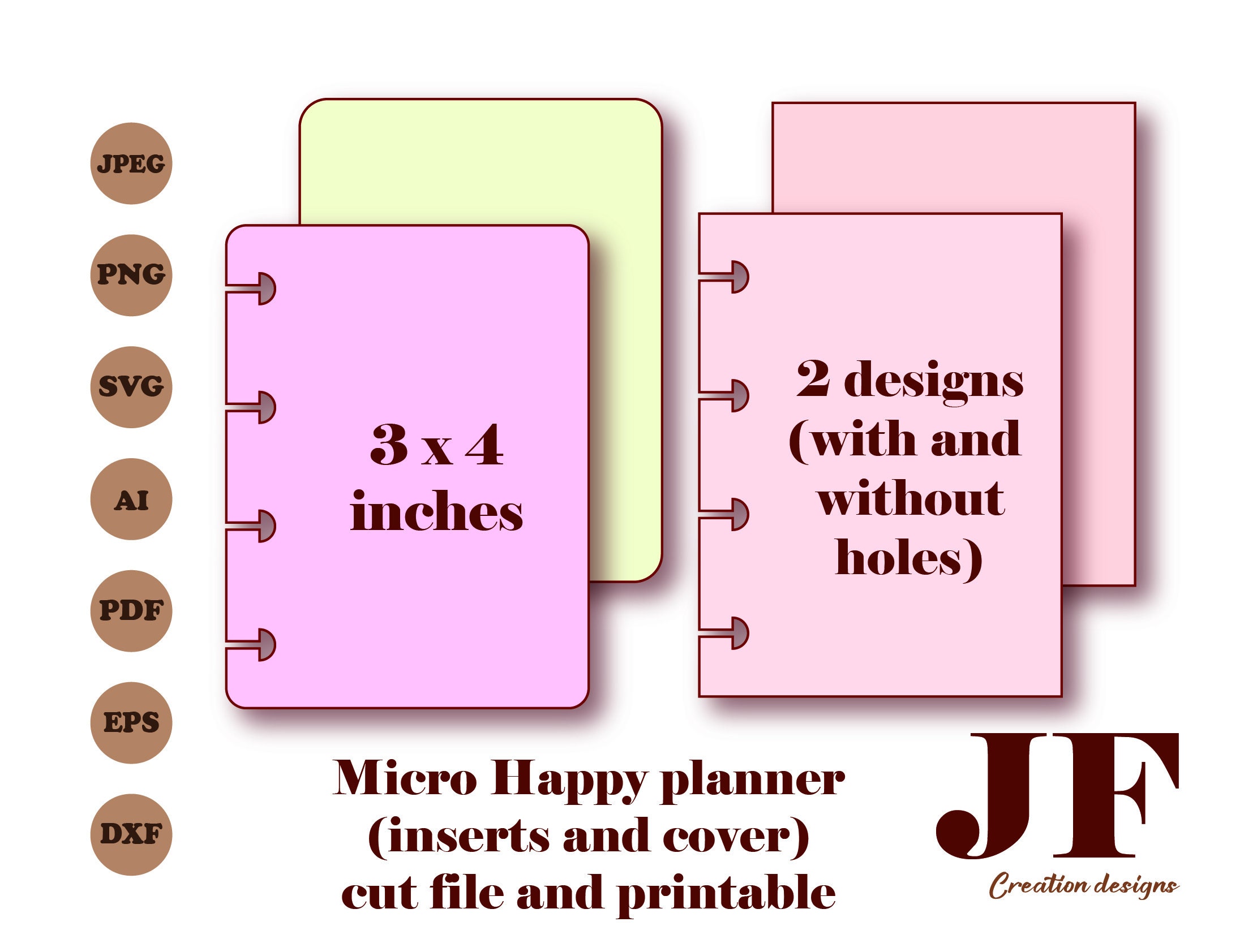 Micro Happy Planner Insert Template SVG With Punch Holes and - Etsy