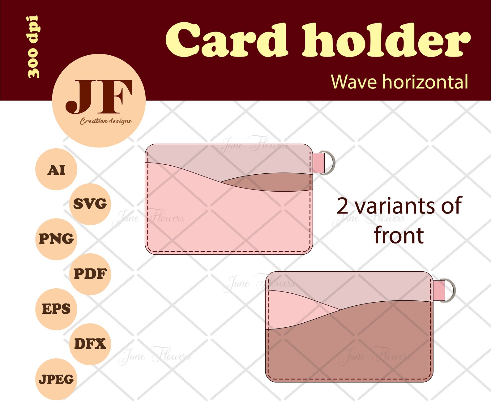 Wave Card Holder SVG Template: Faux Leather Wallet Pattern (digital ...