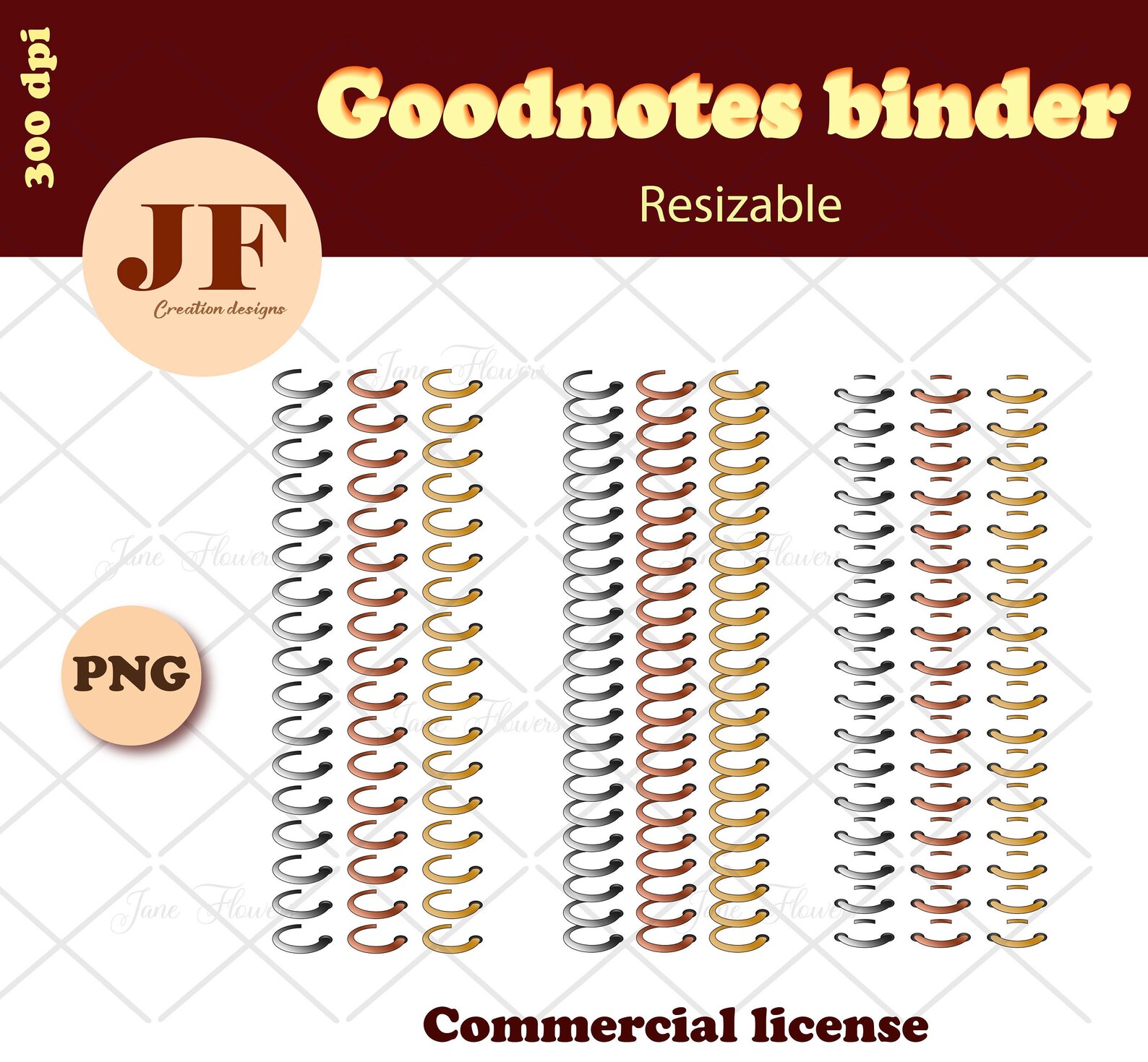 Goodnotes Binder Rings PNG: Spiral Clipart Templates (9 PNG Files ...