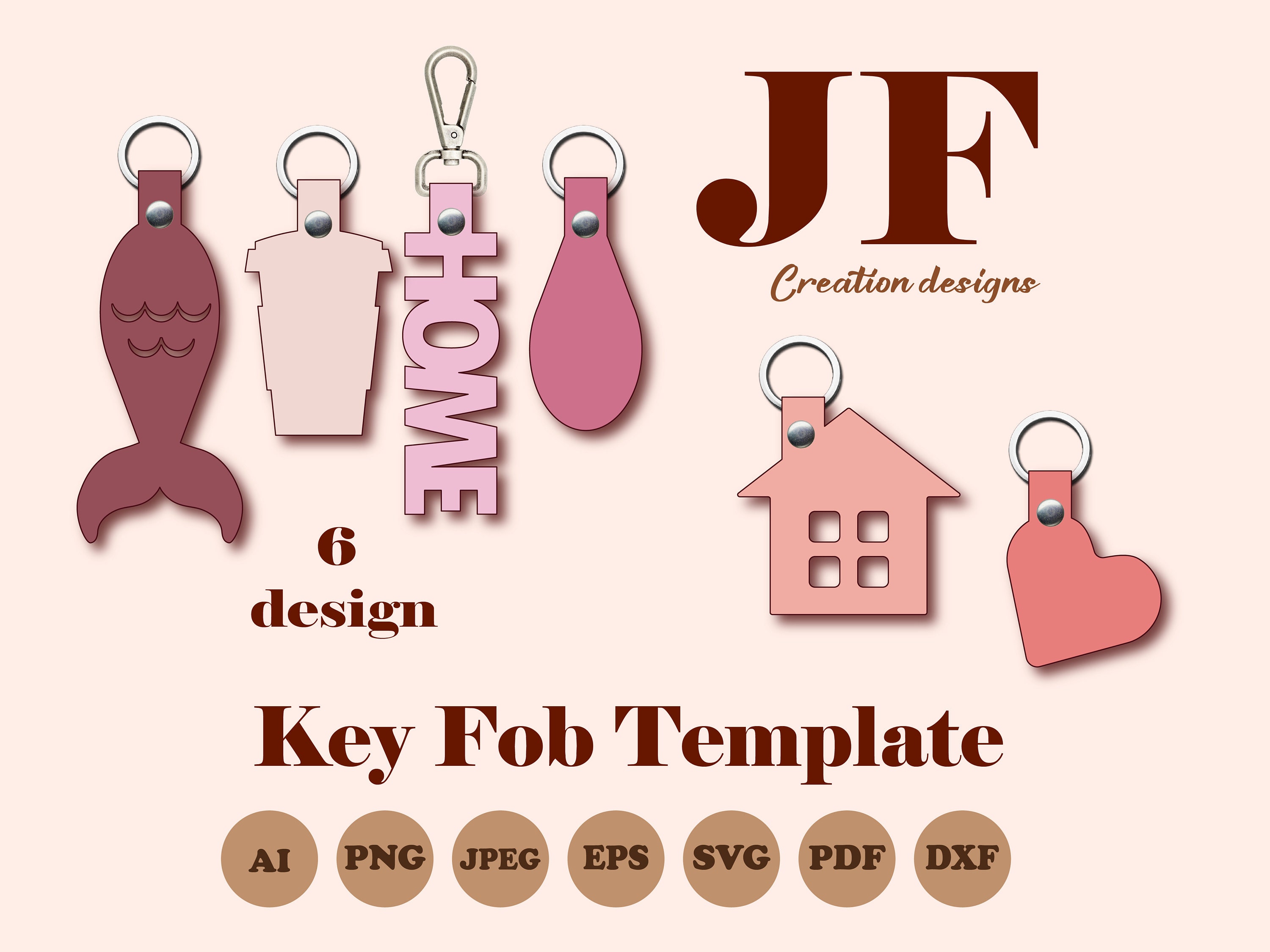 Cute Leather Key Fob Template Keychain Pattern Svg Bundle - Etsy