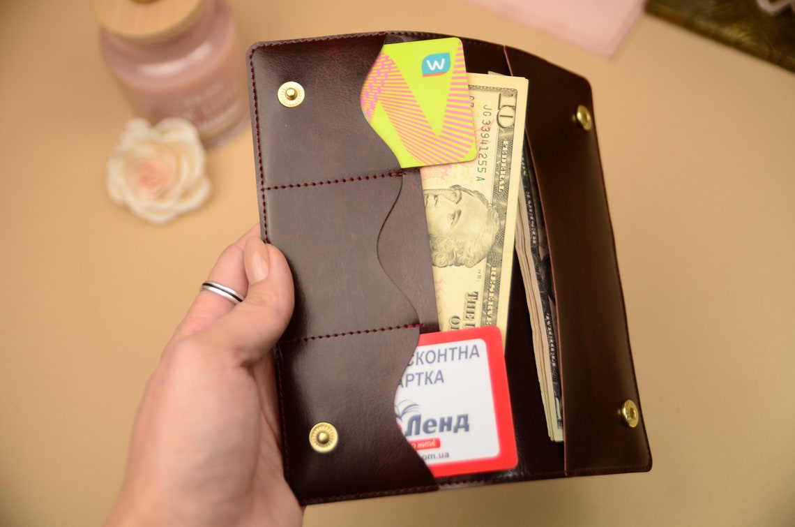 Long Wallet Template SVG Leather Women Wallet Pattern Slim - Etsy