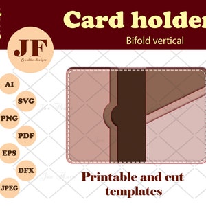 Bifold Credit Card Holder Pattern SVG, DFX, DIY Faux Leather Wallet ...