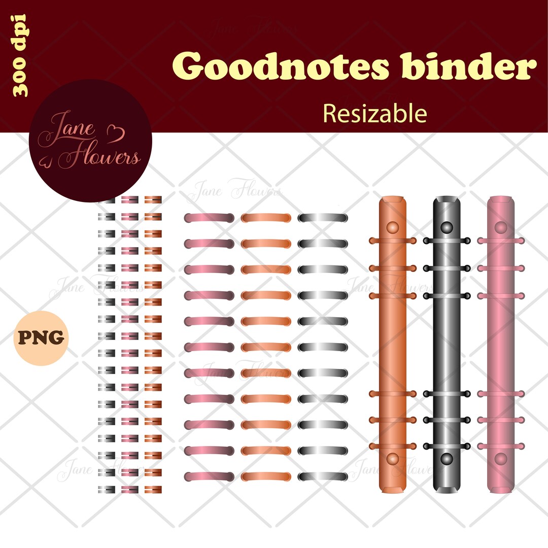 Goodnotes Planner Rings Clipart: Digital Binder Rings (PNG Files ...
