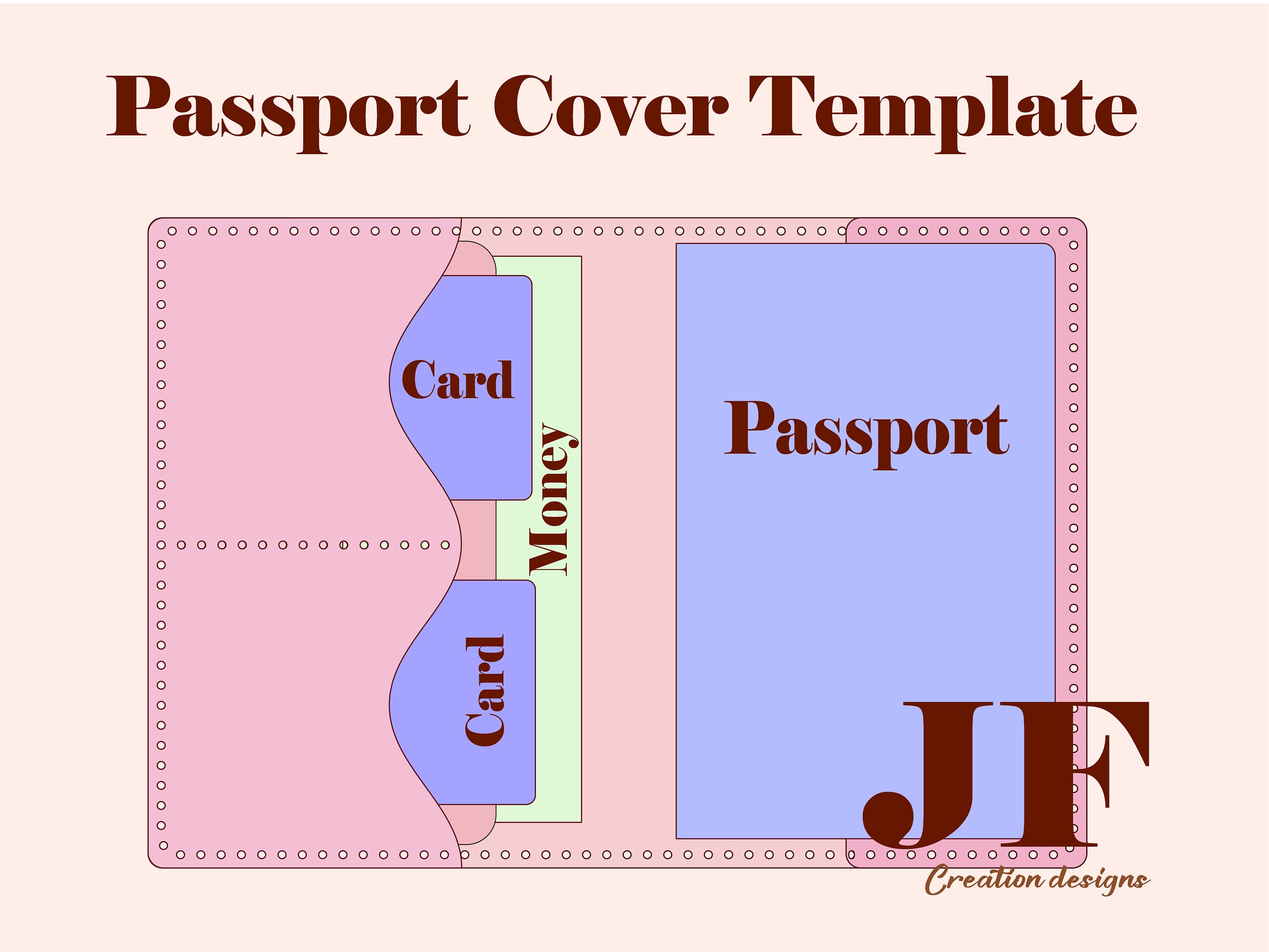 Passport Cover Template With Wave Pockets SVG DIY Card Holder - Etsy