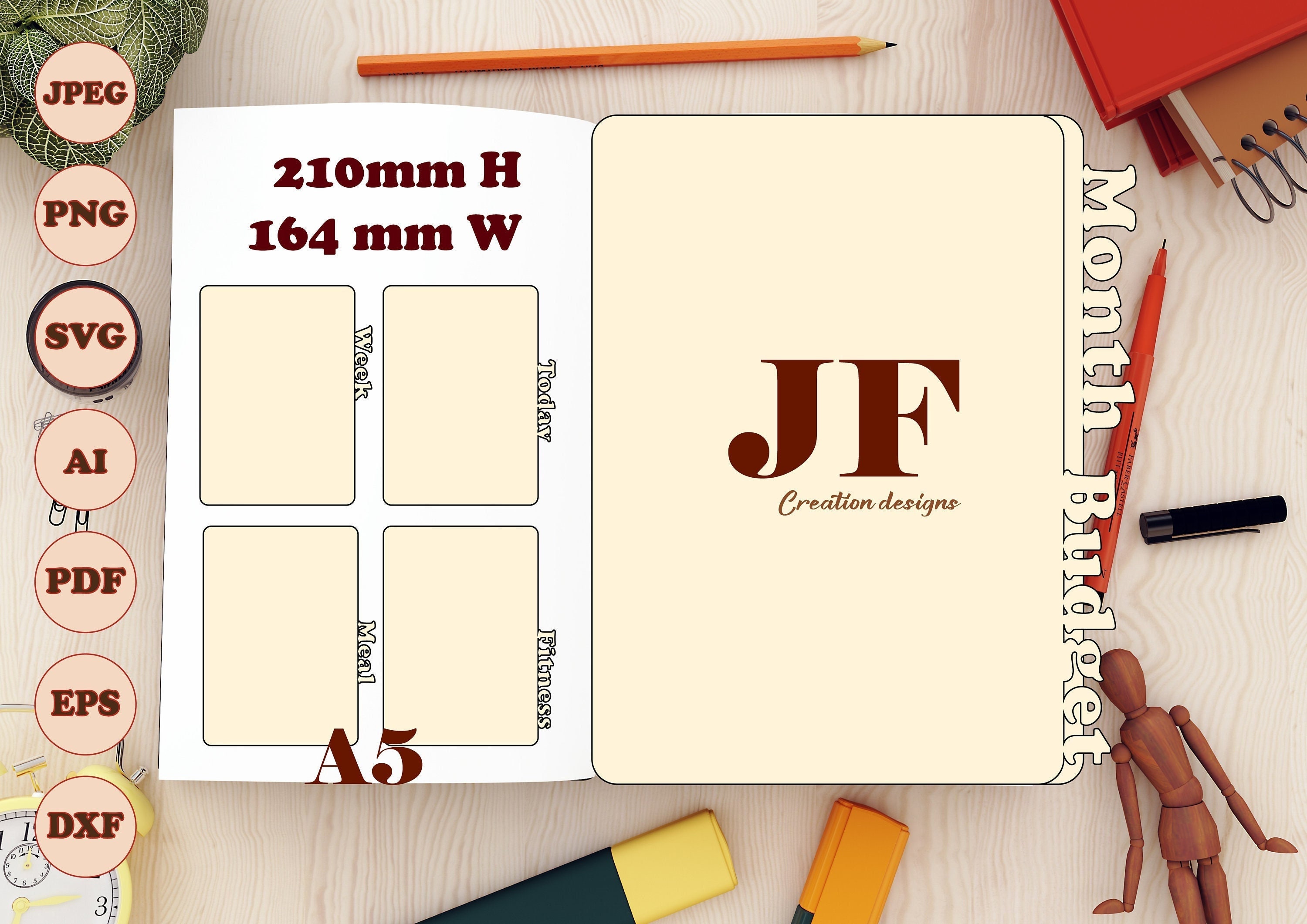 A5 Planner Dividers With Words Svg 6 Divider Pages A5 Binder - Etsy