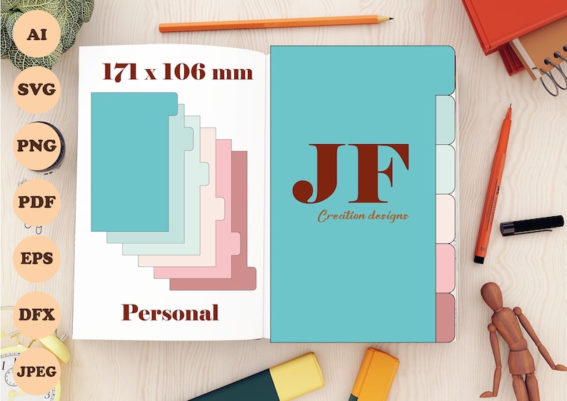 Personal Side Tab Dividers Svg, 6 Planner Divider Pages, Personal ...