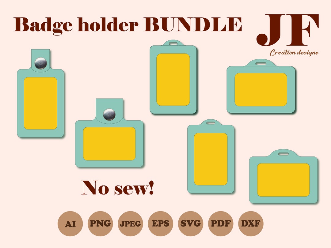 Badge Holder Patter SVG, No Sew ID Card Holder Template, Business Card ...