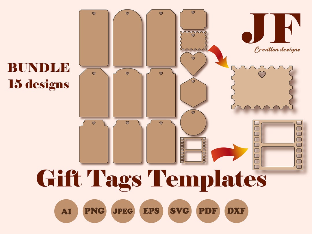 Gift Tag Svg Template for Handmade Label, Thank You Favor Tags Pattern ...