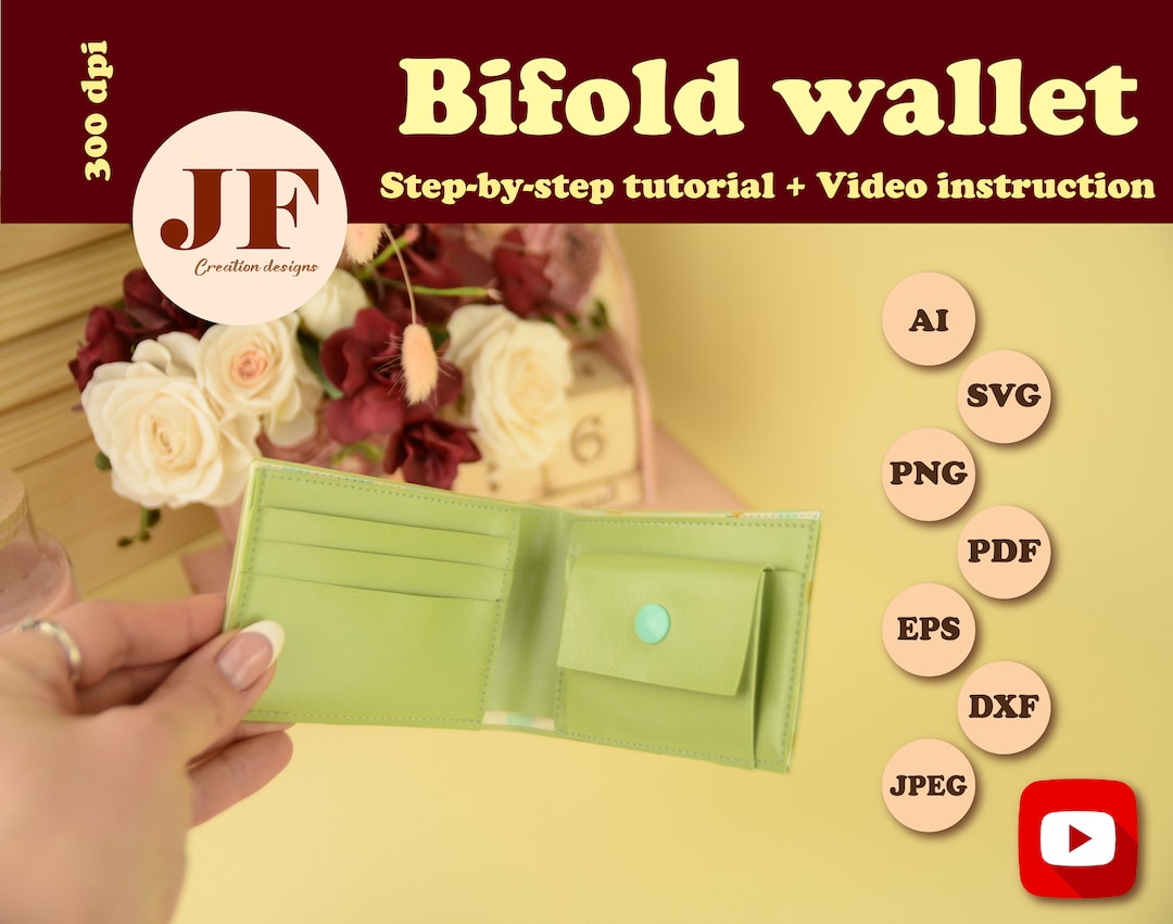 Leather Wallet Pattern to Sew SVG for Cricut, Wallet Template PDF ...