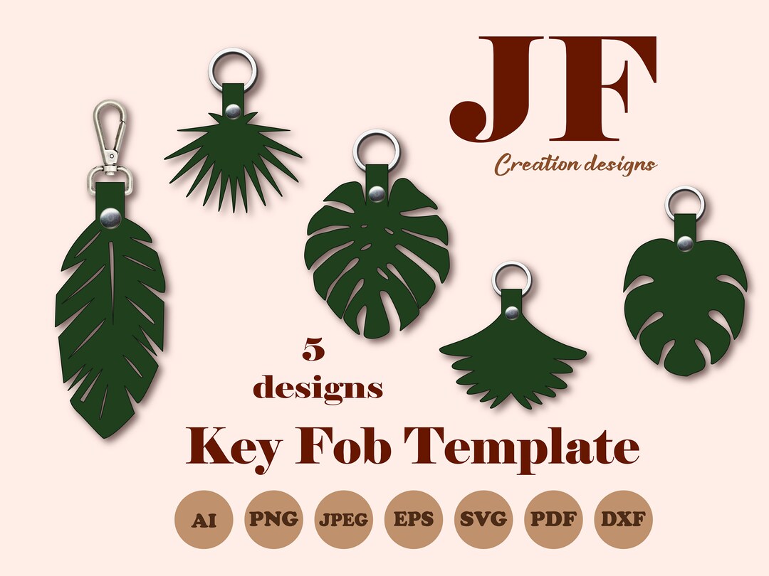 Tropical Key Fob Template, Cute Keychain Svg Bundle, Keys Organizer ...
