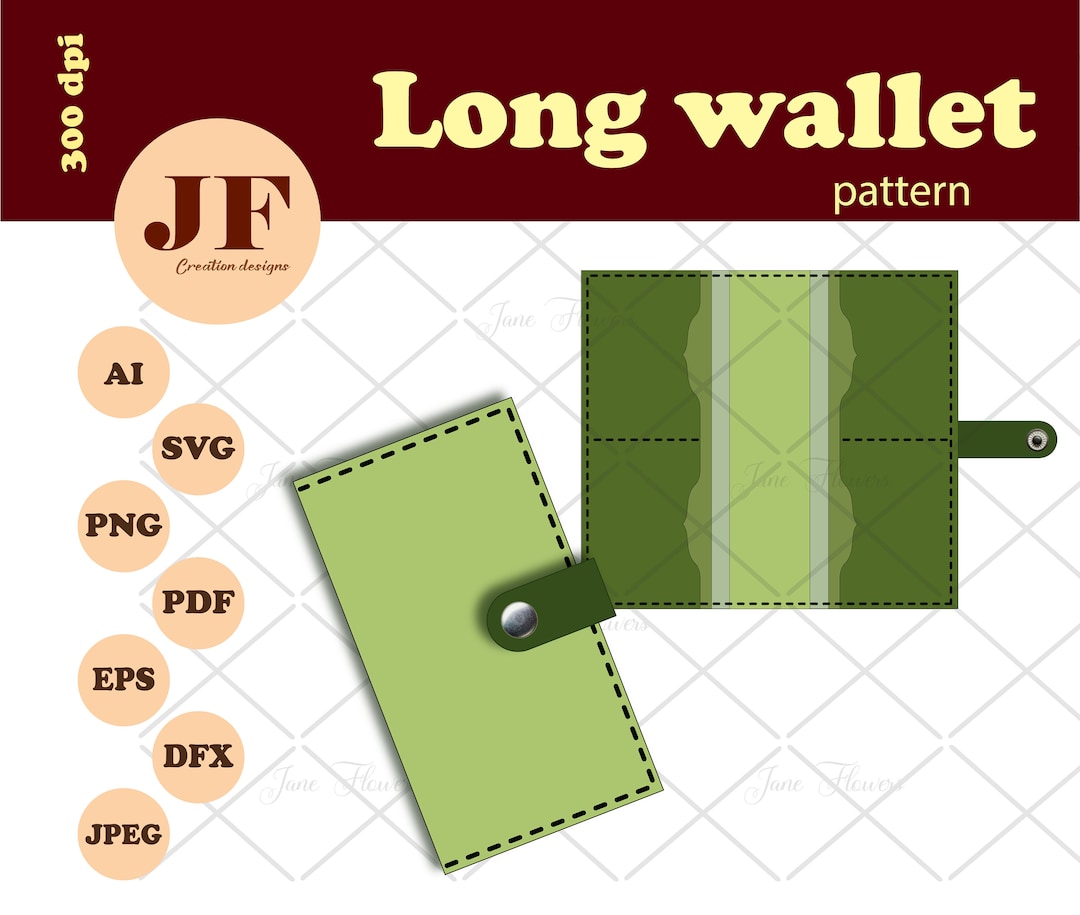 Slim Bifold Wallet Template SVG: DIY Minimalist Wallet Pattern (digital ...