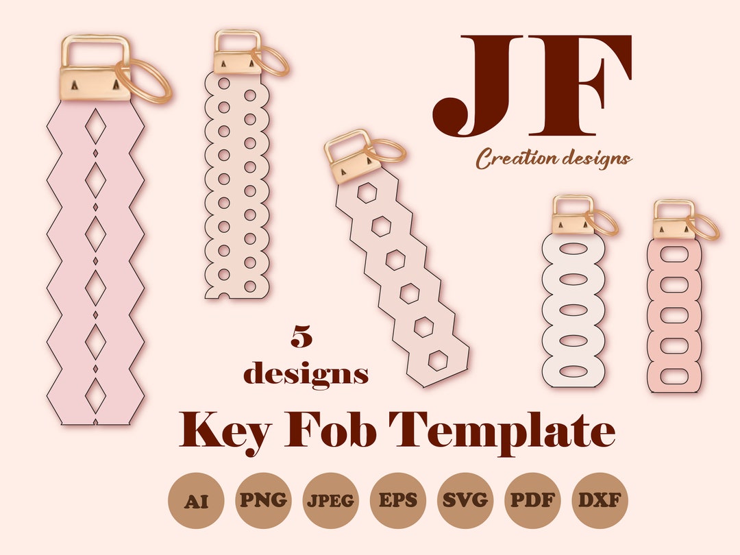 Leather Keychain Wrist Fob Tempate, Key Lanyard SVG, Key Bracelet ...