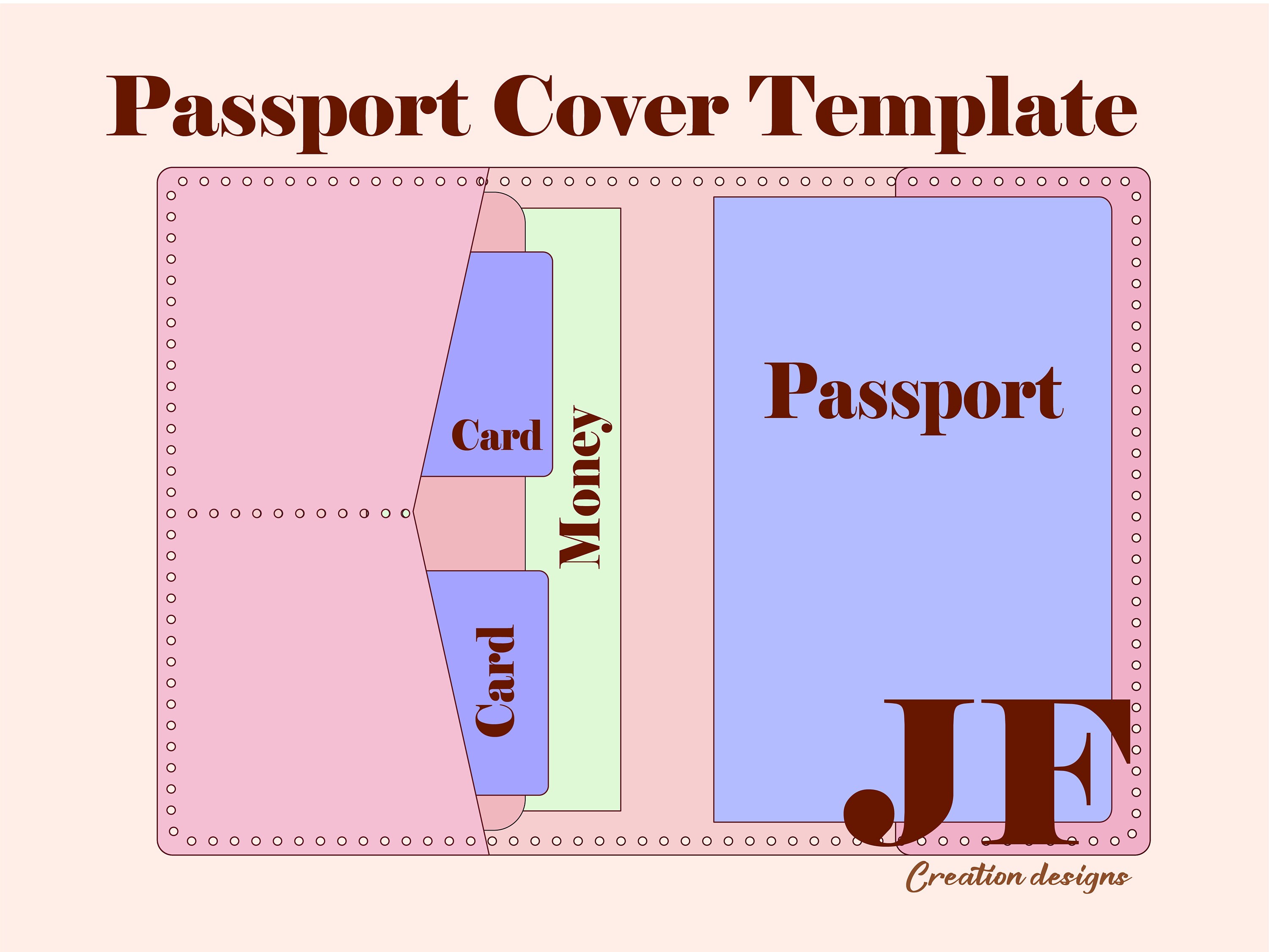 Passport Sleeve Template With Pockets DIY Card Holder - Etsy
