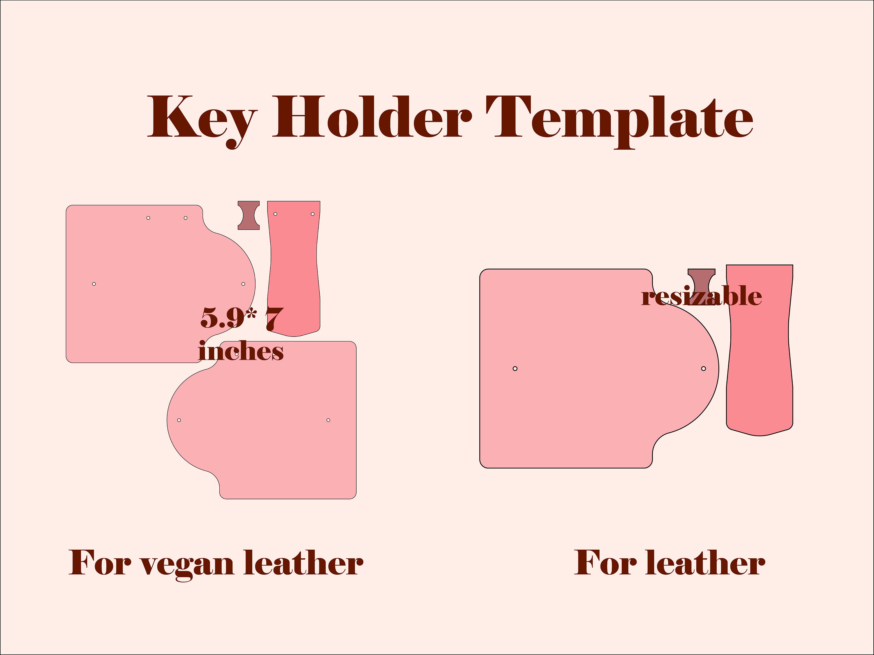 Leather Key Holder Template Key Bag Pattern DIY Keys Cover - Etsy