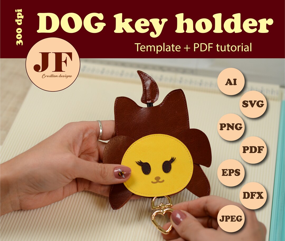 Animal Keychain Pattern, Dog Key Holder Template, Key Bag Pattern, DIY ...