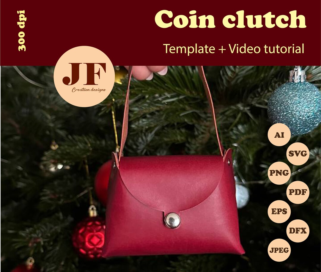 Cute Coin Purse Template SVG, Coin Clutch DIY Cricut Project, Faux ...