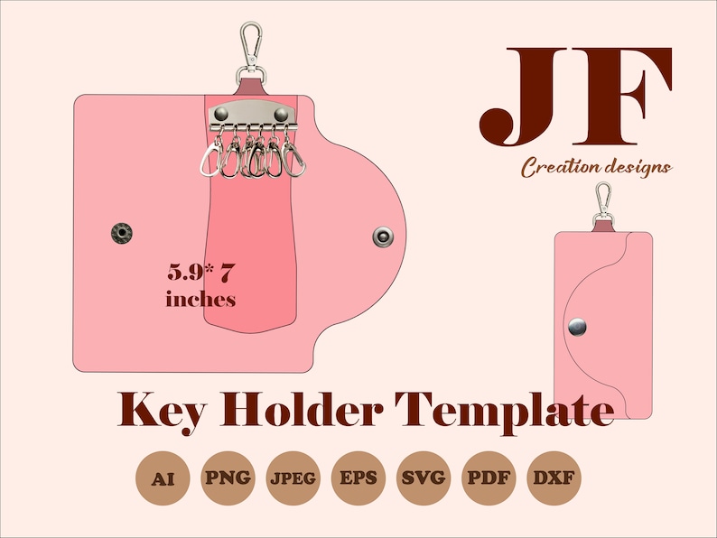 Leather Key Holder Template, Key Bag Pattern, DIY Keys Cover, Key Pouch ...
