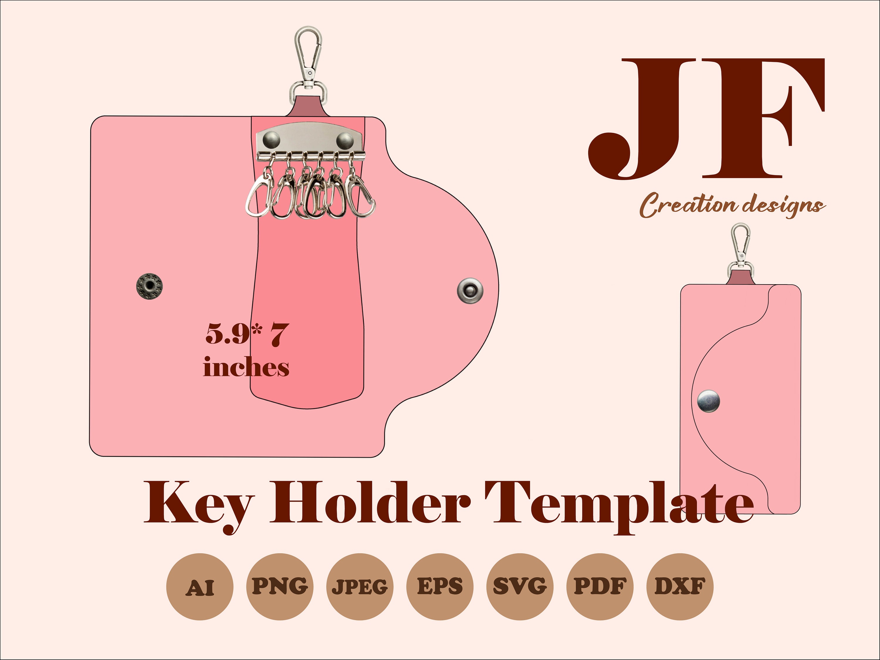 Leather Key Holder Template, Key Bag Pattern, DIY Keys Cover, Key Pouch ...