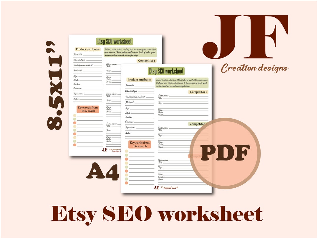 Etsy Seo Worksheet Etsy Planner Page Tags Seo Help Etsy Shop Planner