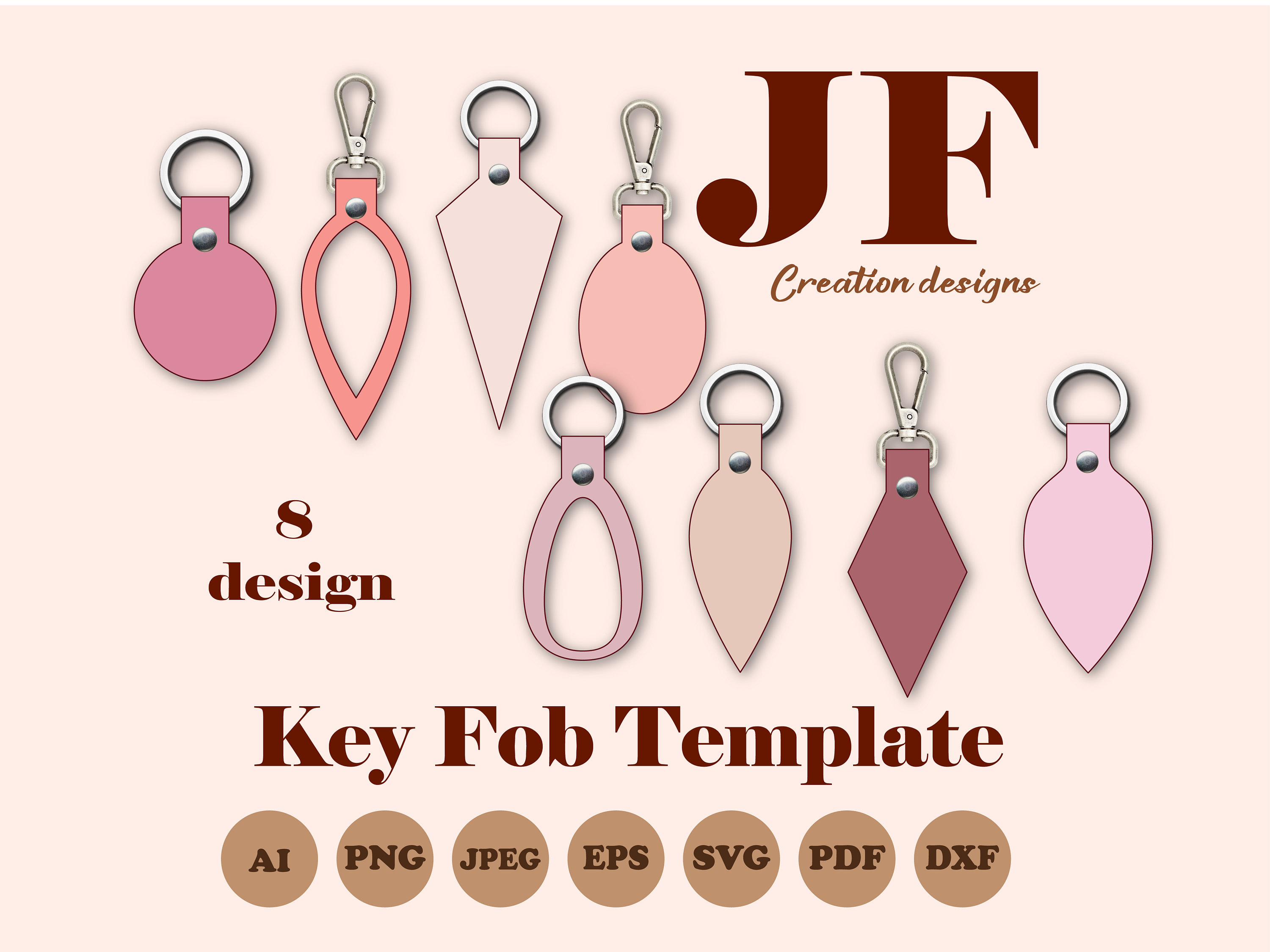 Cute Key Fob Template Keychain Svg Bundle Keys Organizer - Etsy