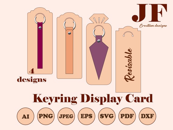 Keyring Display Card Template Keychain Holder Pattern DIY - Etsy