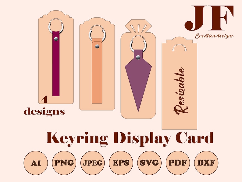 Keyring Display Card Template, Keychain Holder Pattern, DIY Lanyard ...