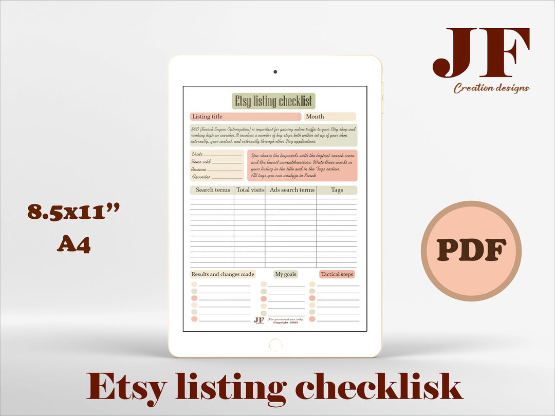 Etsy Listing Checklist, Etsy Planner Page, Tags SEO Help, Etsy Shop ...