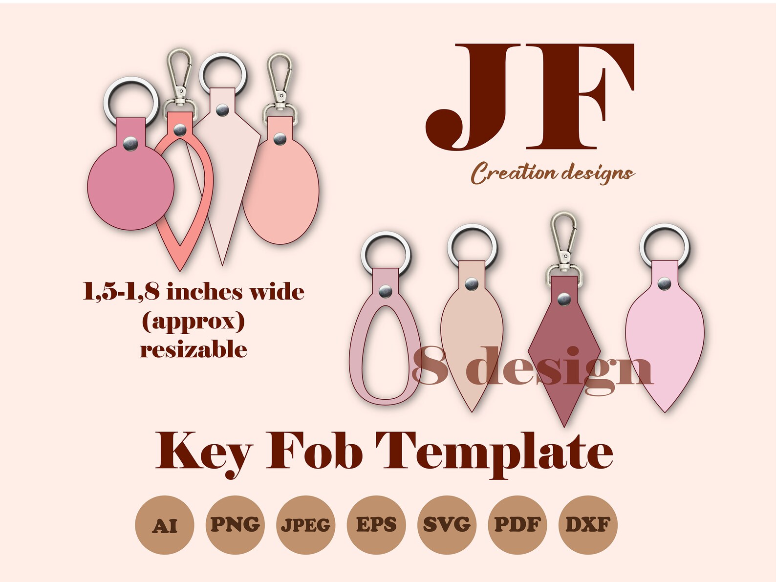 Cute Key Fob Template Keychain Svg Bundle Keys Organizer - Etsy