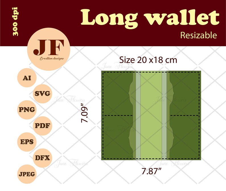 Slim Bifold Wallet Template SVG: DIY Minimalist Wallet Pattern (digital ...