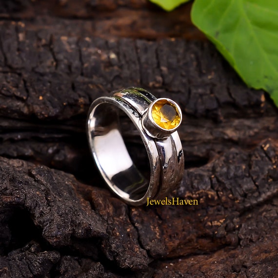Citrin Ring Gelber Stein Ring 925 Silber Ring Angst Ring - Etsy.de