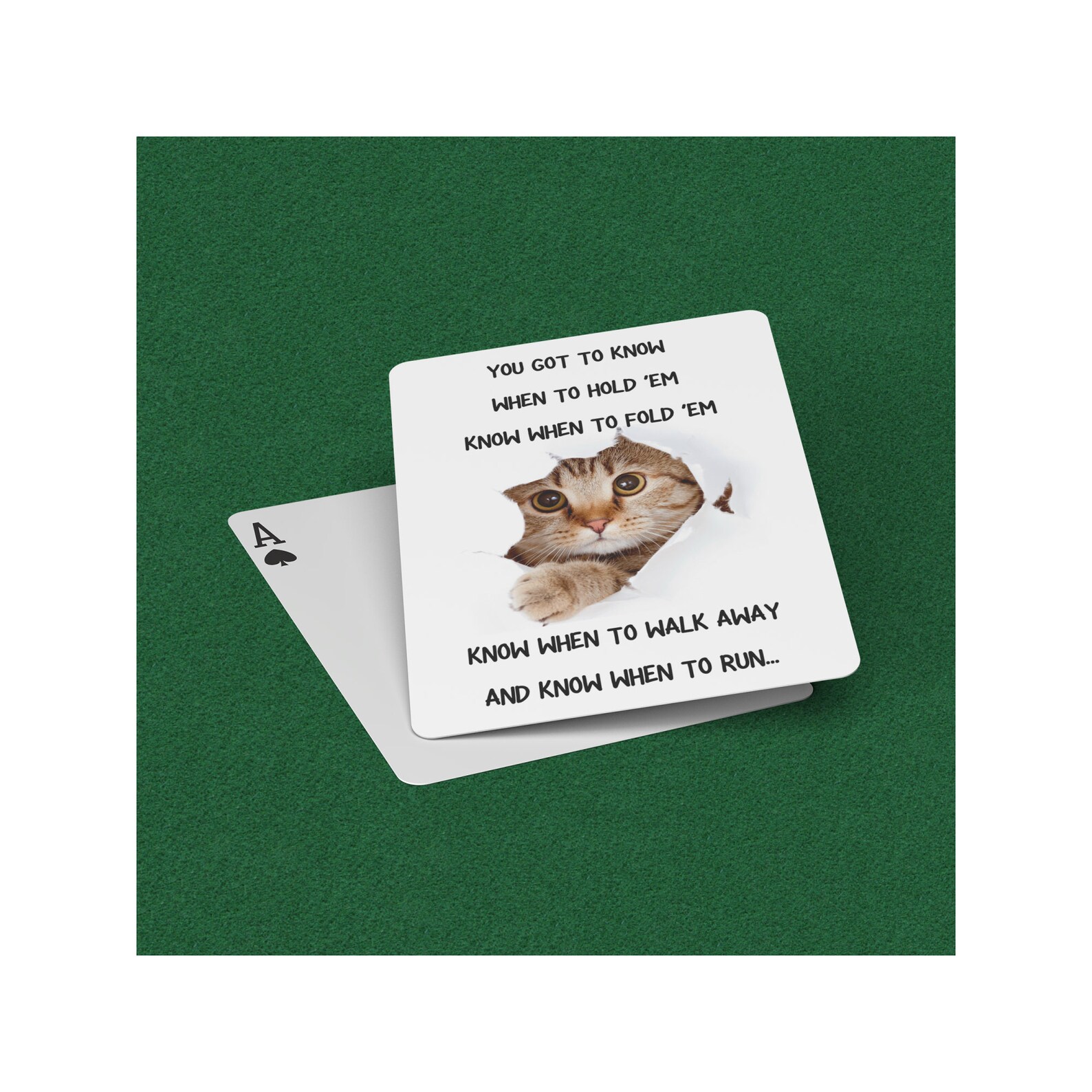 Know When to Fold 'em Know When to Run Funny Cat Playing Card Deck Set ...