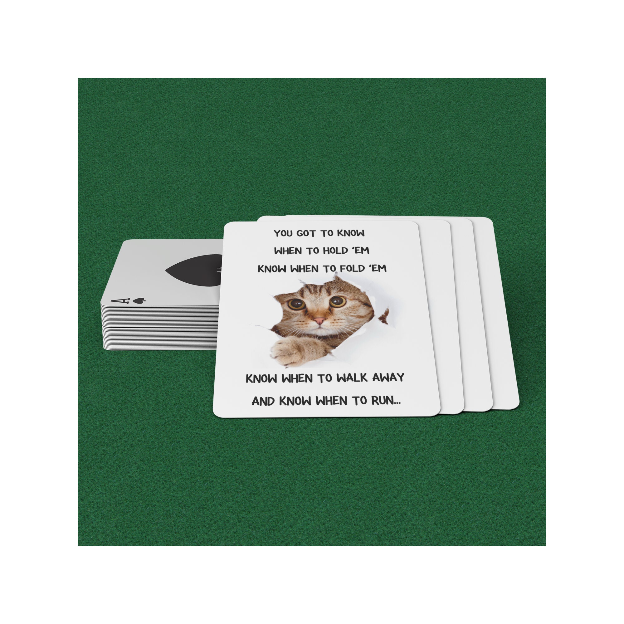 Know When to Fold 'em Know When to Run Funny Cat Playing Card Deck Set ...