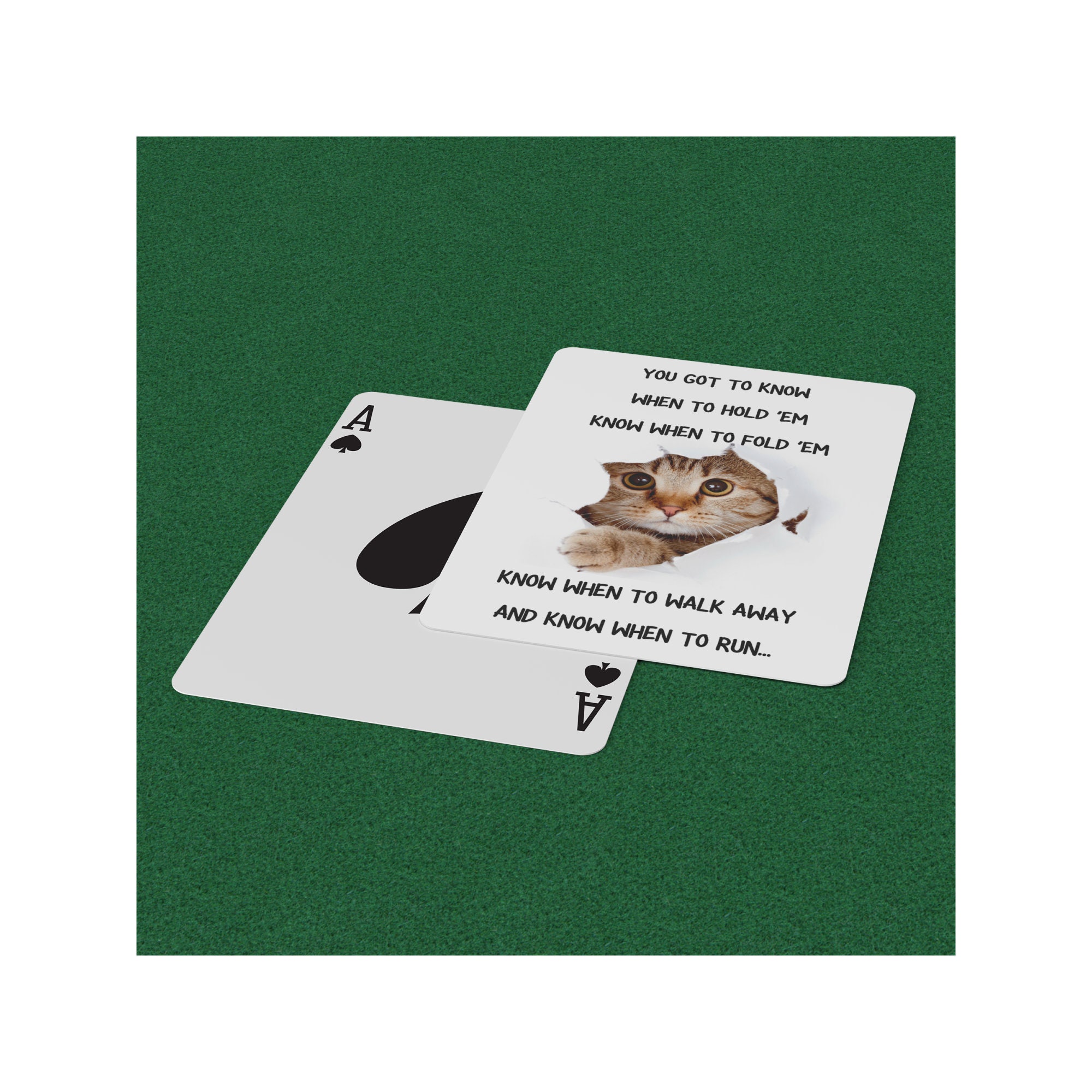 Know When to Fold 'em Know When to Run Funny Cat Playing Card Deck Set ...