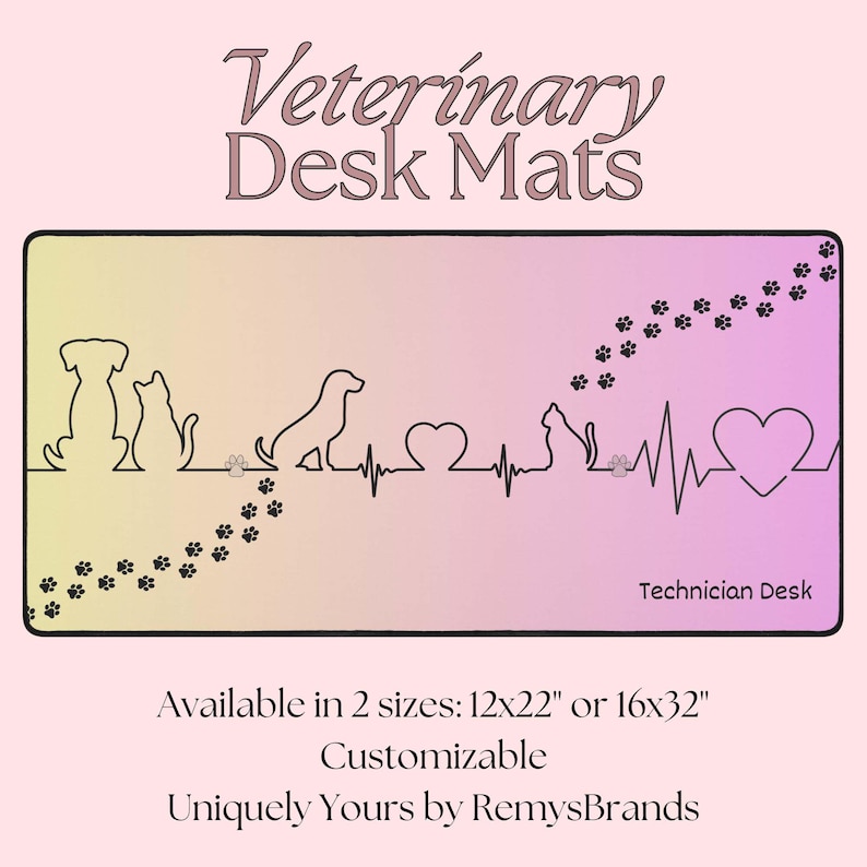 Veterinary Desk Mat: Custom Paw Print EKG Office Decor - Etsy