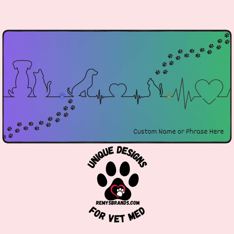 Veterinary Desk Mat: Custom Paw Print EKG Office Decor - Etsy